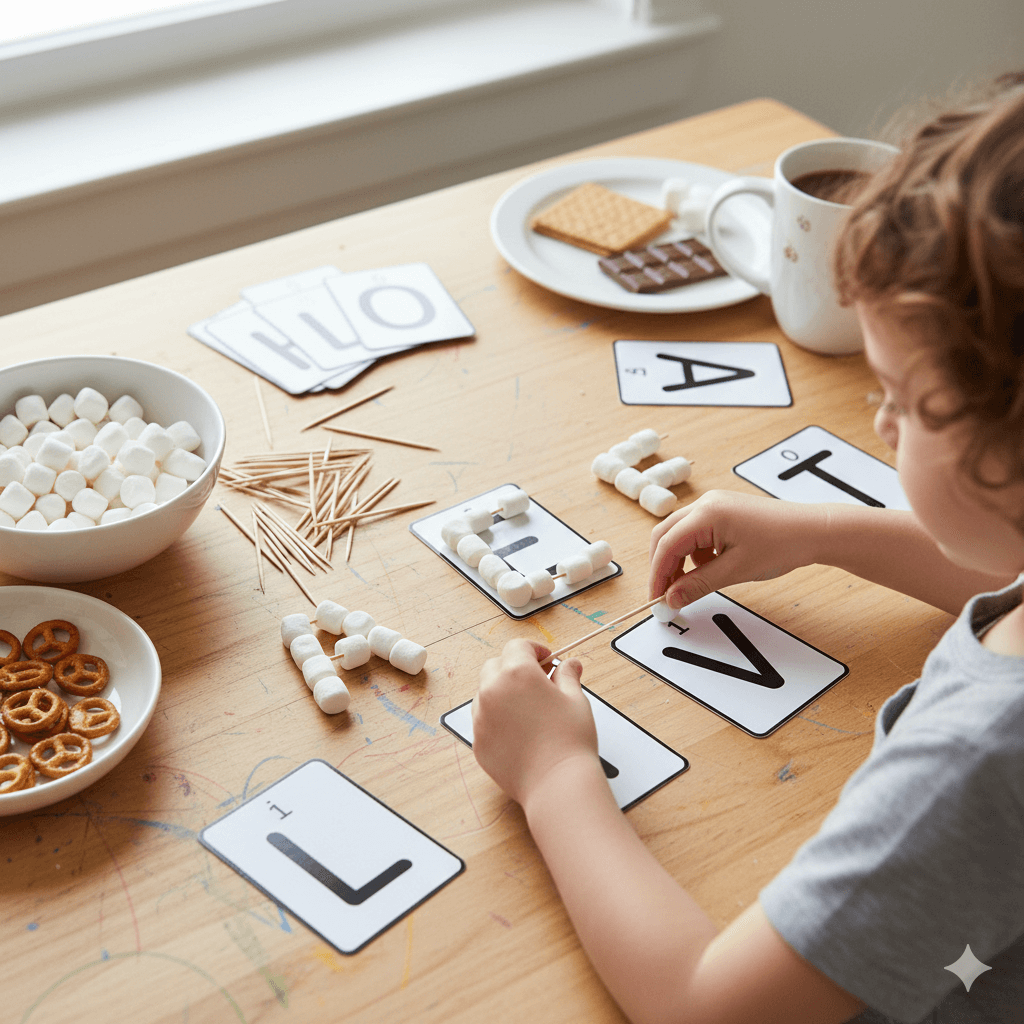 Letter Building with Marshmallows: Hands-On Alphabet Learning